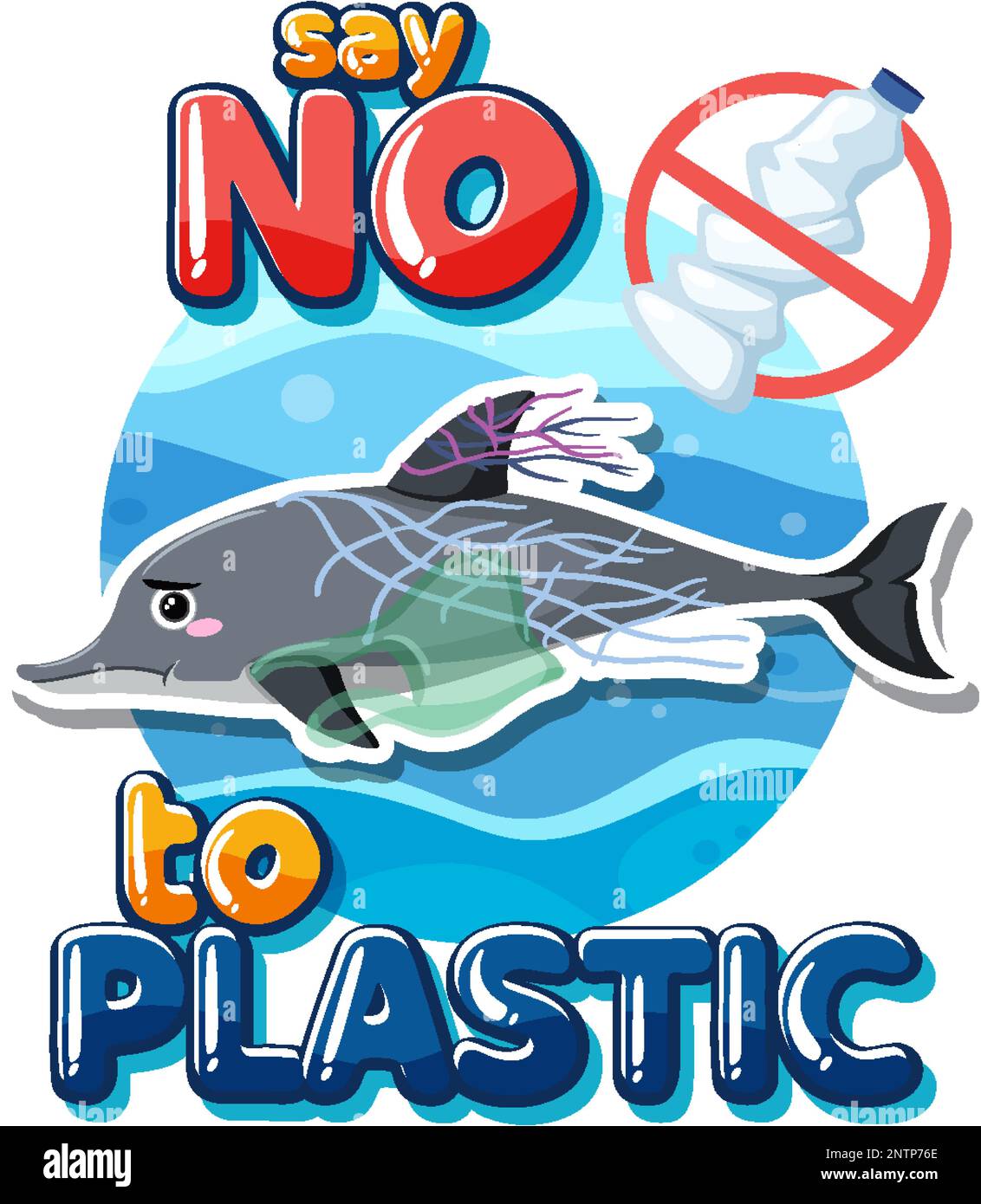 Say no plastic logo banner design illustration Stock Vector Image & Art ...