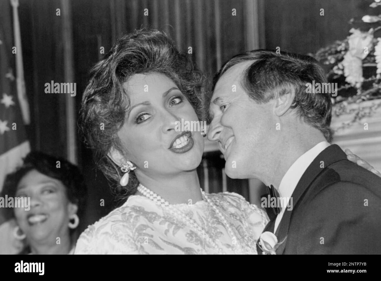 Sen. William Sebastian Cohen, R-Maine, about to kiss his new wife ...