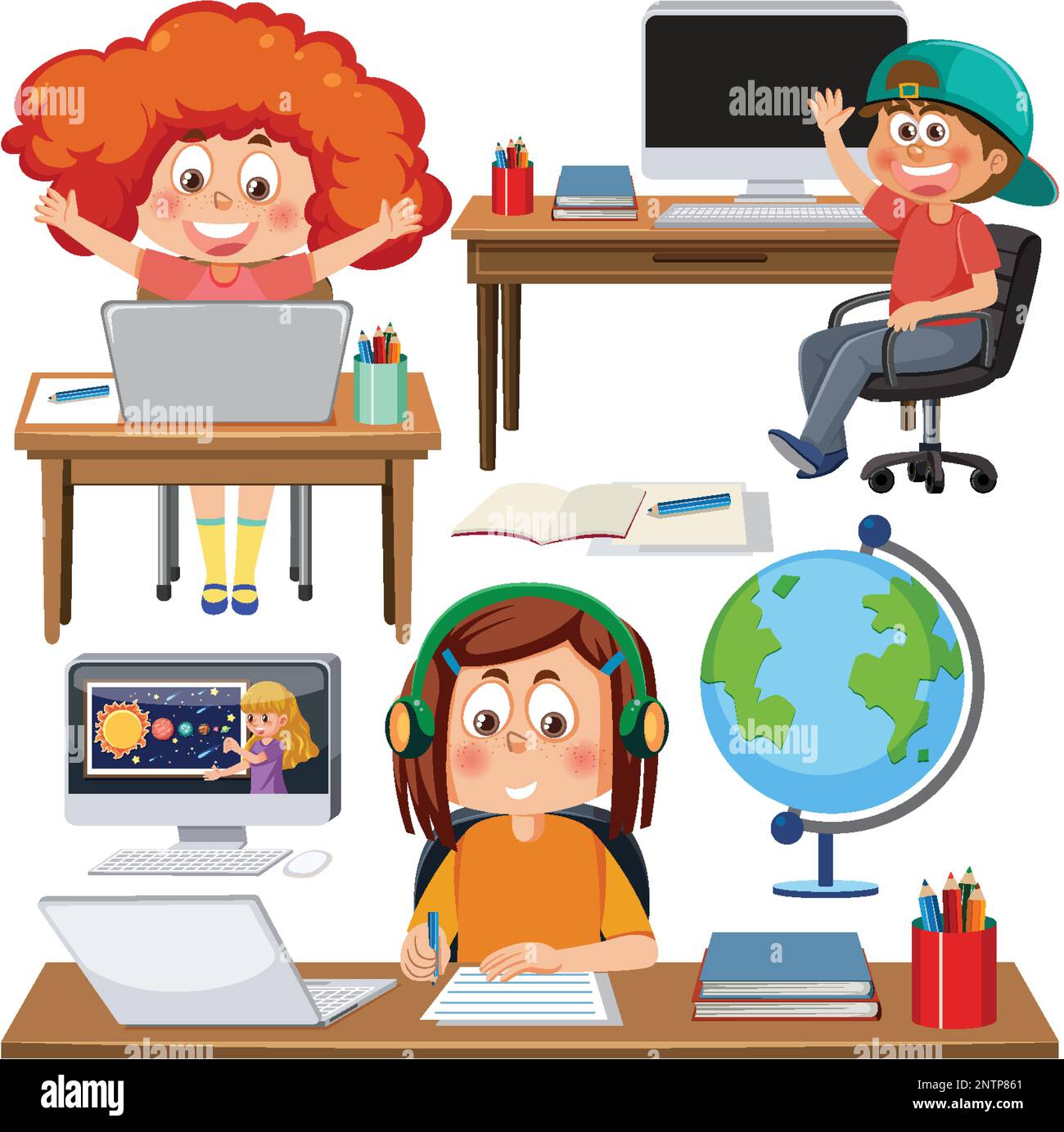 Set of student cartoon character illustration Stock Vector Image & Art ...