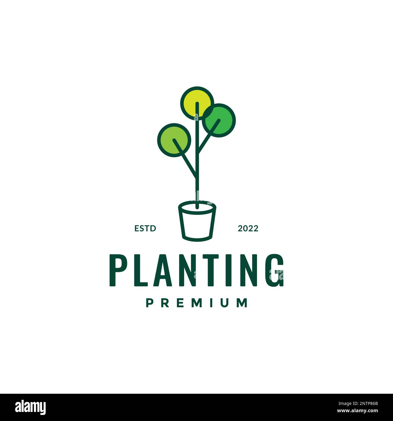 planting vase pots gardening flower geometric colorful minimalist logo ...