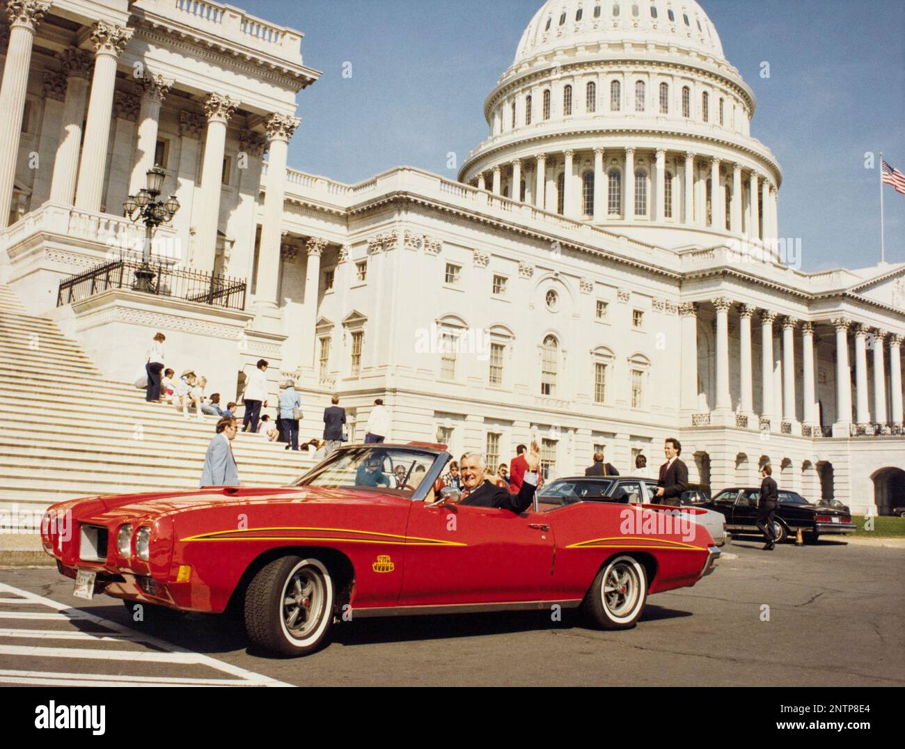 Rep. Silvio Ottavio Conte, R- Mass., sitting in his red car, named "the ...