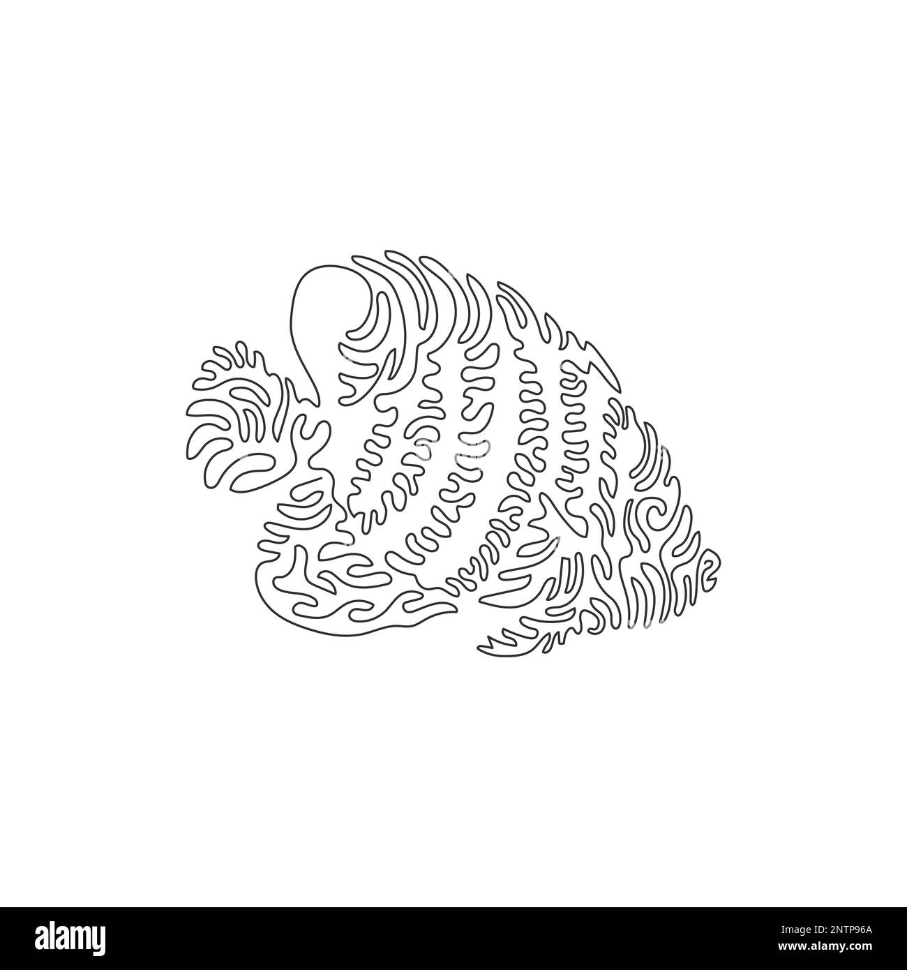 Single one line drawing of beautiful angelfish abstract art. Continuous ...