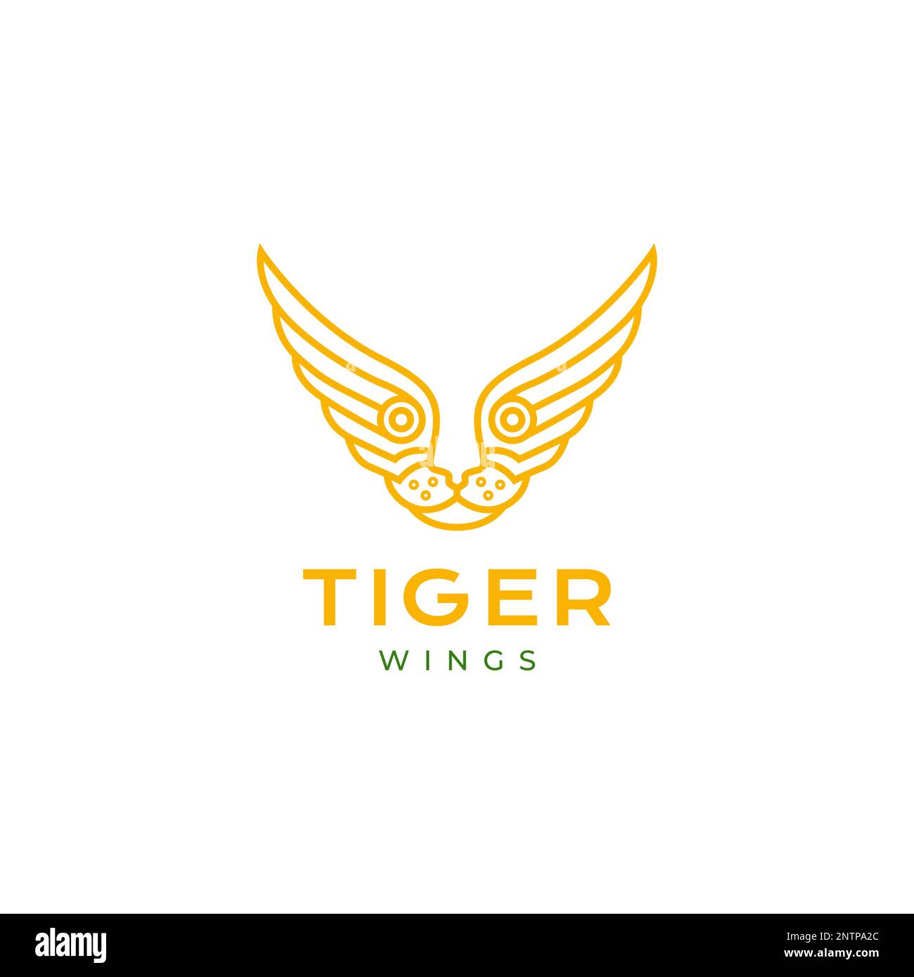 face tiger with wings bird modern lines simple logo design icon vector ...