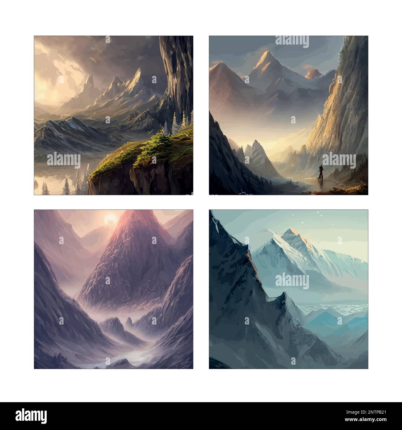 Four peaks with snow Stock Vector Images - Alamy