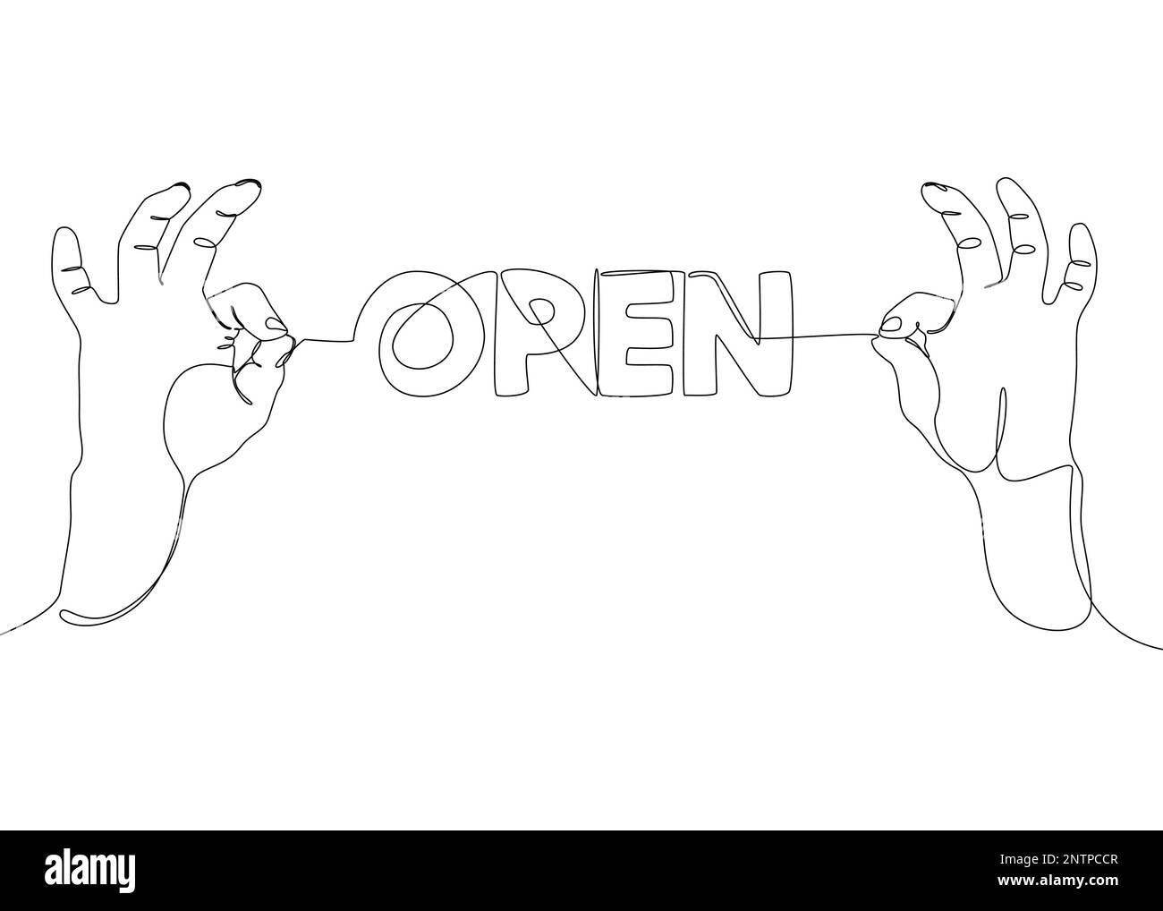 One continuous line of Open. Thin Line Illustration vector concept ...