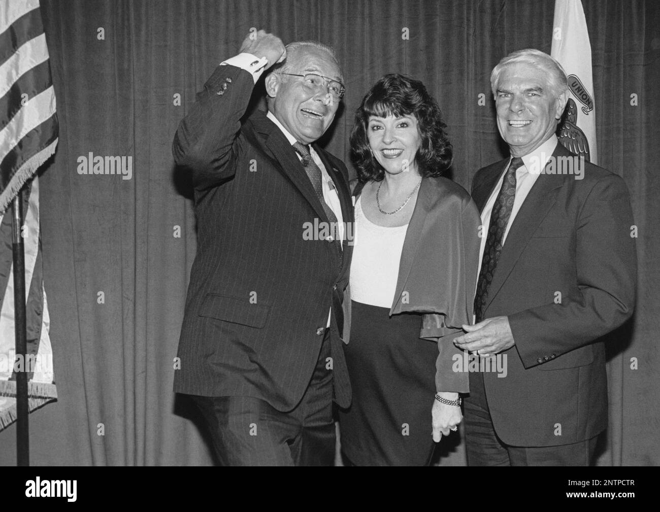 Representative Robert Michel, R-Ill., "hams it up" for photos as he ...