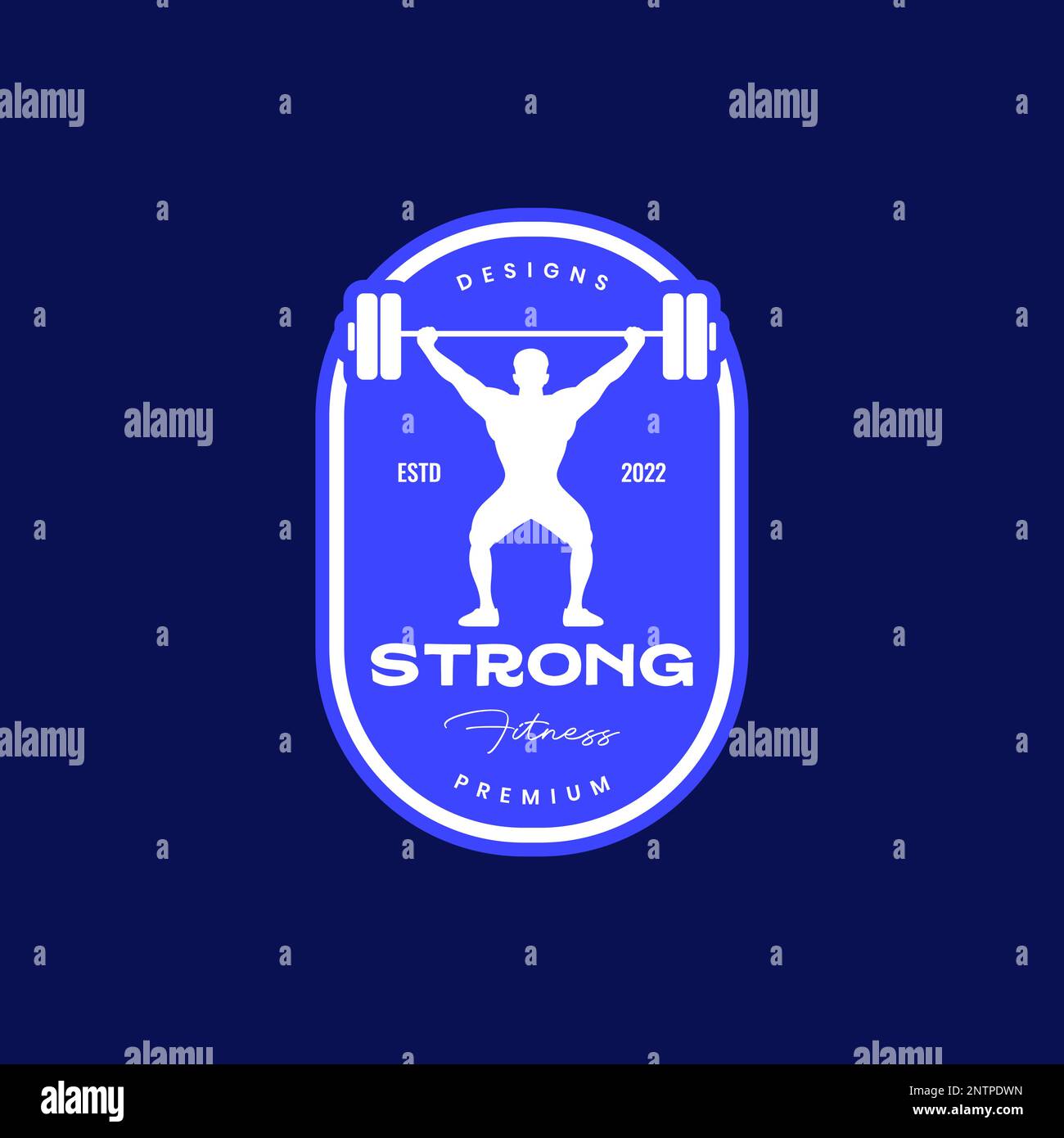 strong man weightlifting sport gym fitness badge logo design vector ...