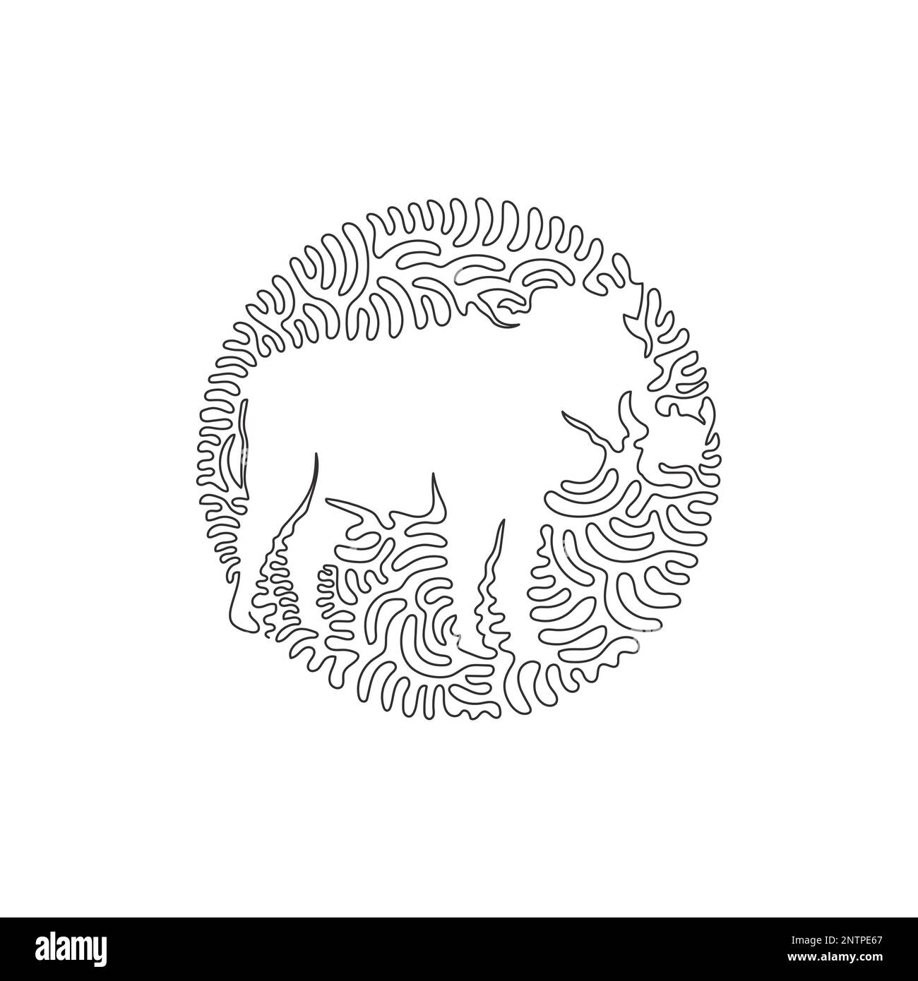 Single Curly One Line Drawing Of Scary Warthog Abstract Art Continuous Line Drawing Design