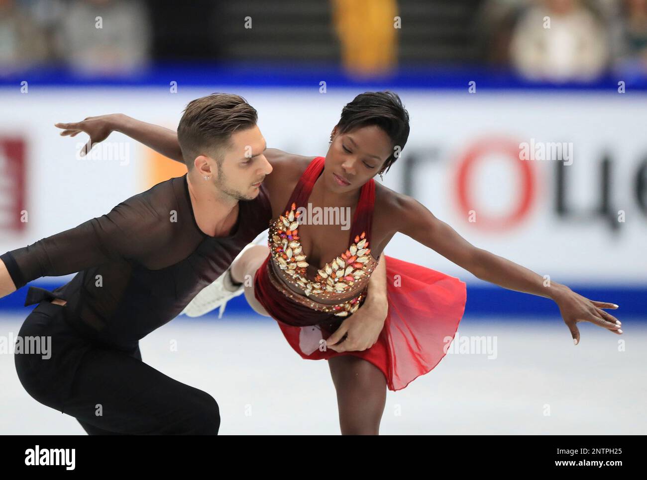 France's Vanessa JAMES and Morgan CIPRES perform during the Pairs Short ...