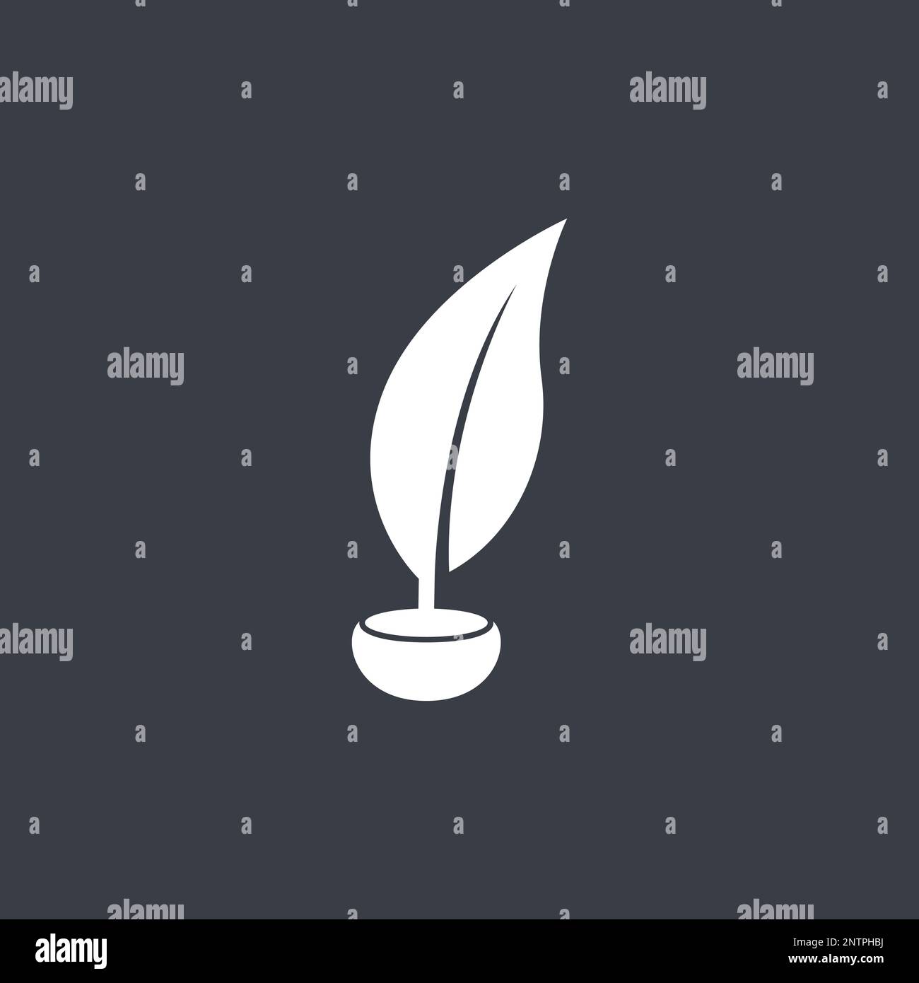 feather or leave traditional Ballpoint Pen writer paper minimalist logo ...