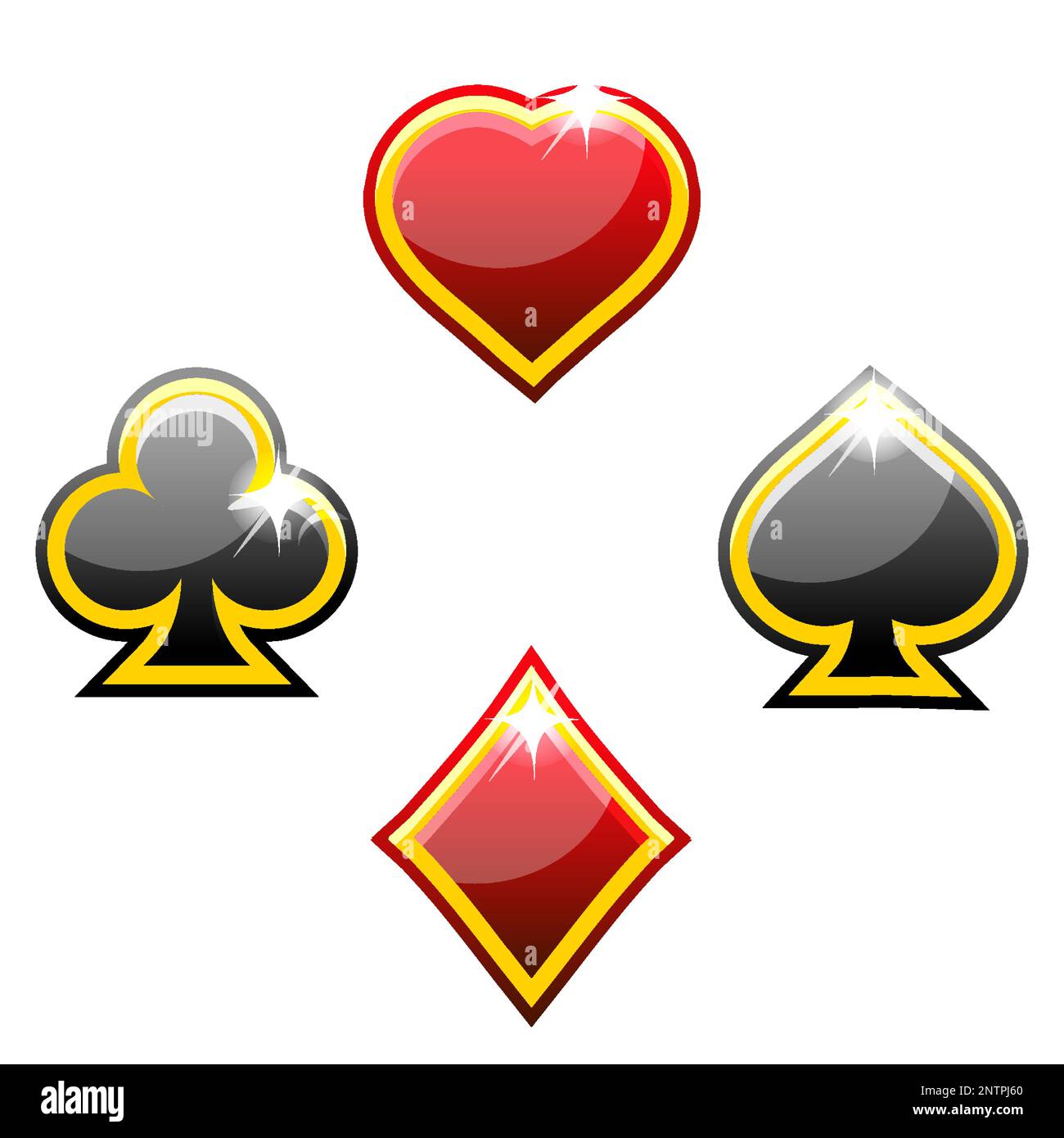 Set of playing card suits isolated on white background, Heart, spade ...