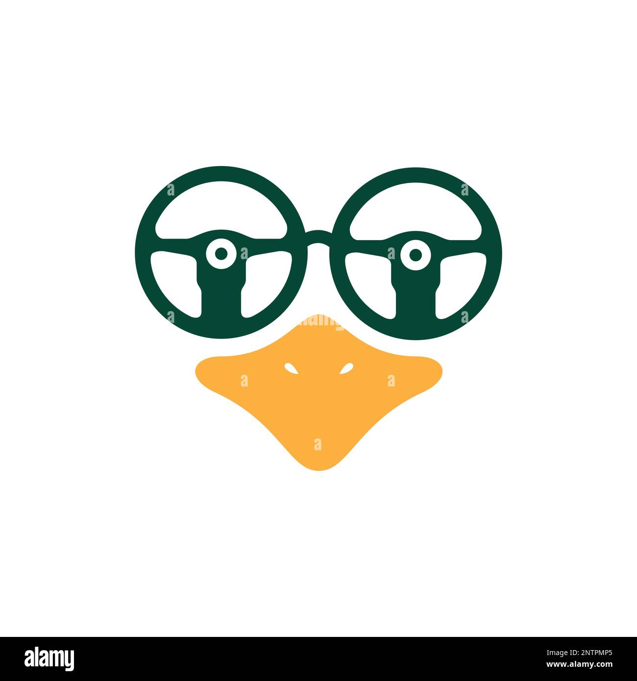 steering wheel duck face animal poultry beak logo design vector icon ...
