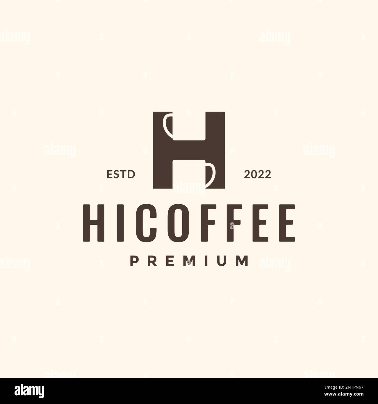 letter H with cup coffee hipster logo design vector icon illustration ...