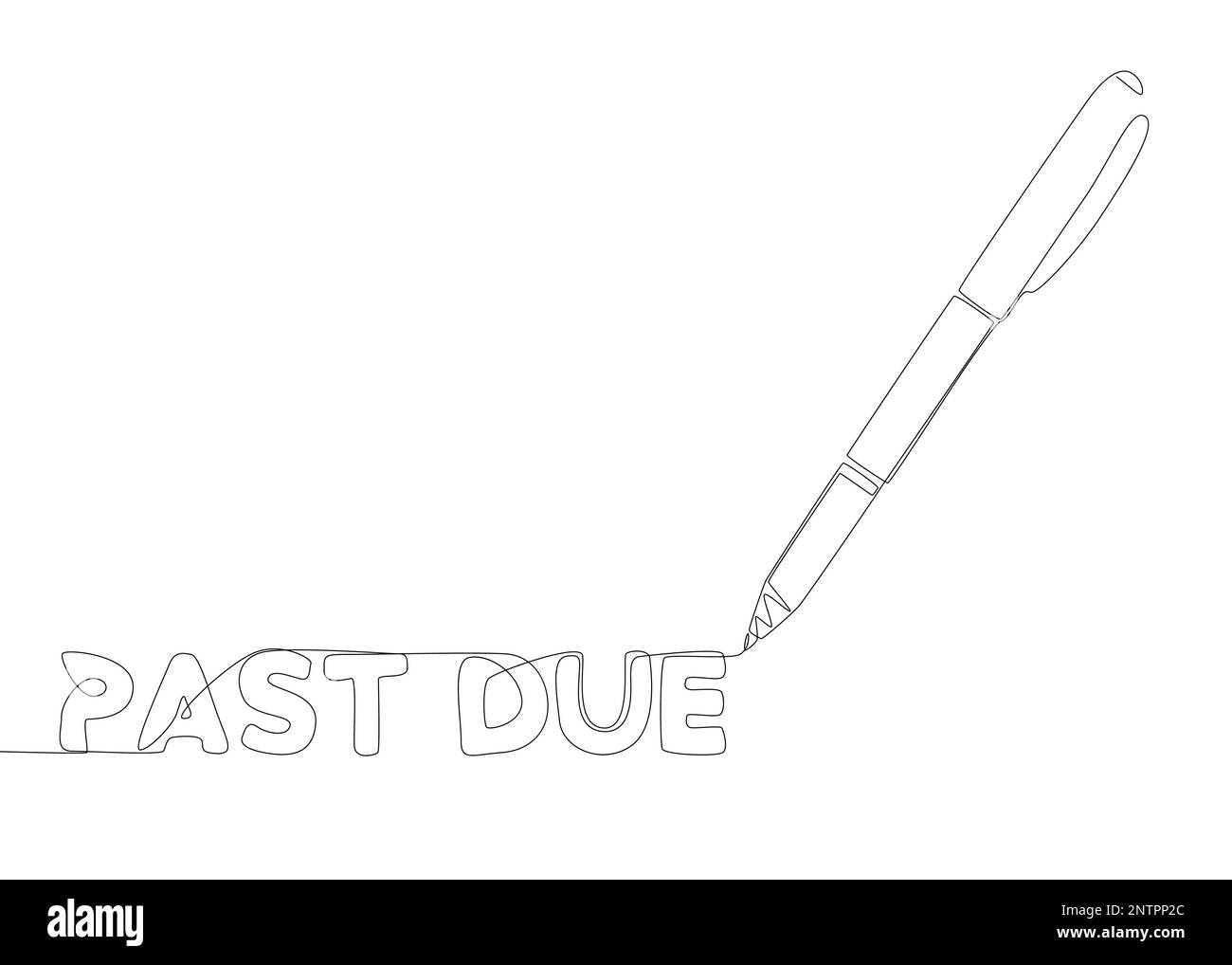 One continuous line of Past Due. Thin Line Illustration vector concept ...