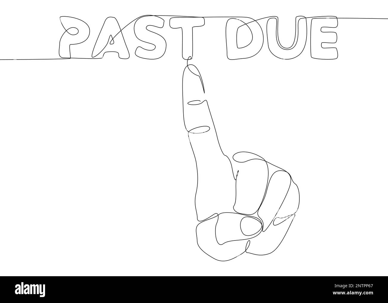 One continuous line of Past Due. Thin Line Illustration vector concept ...