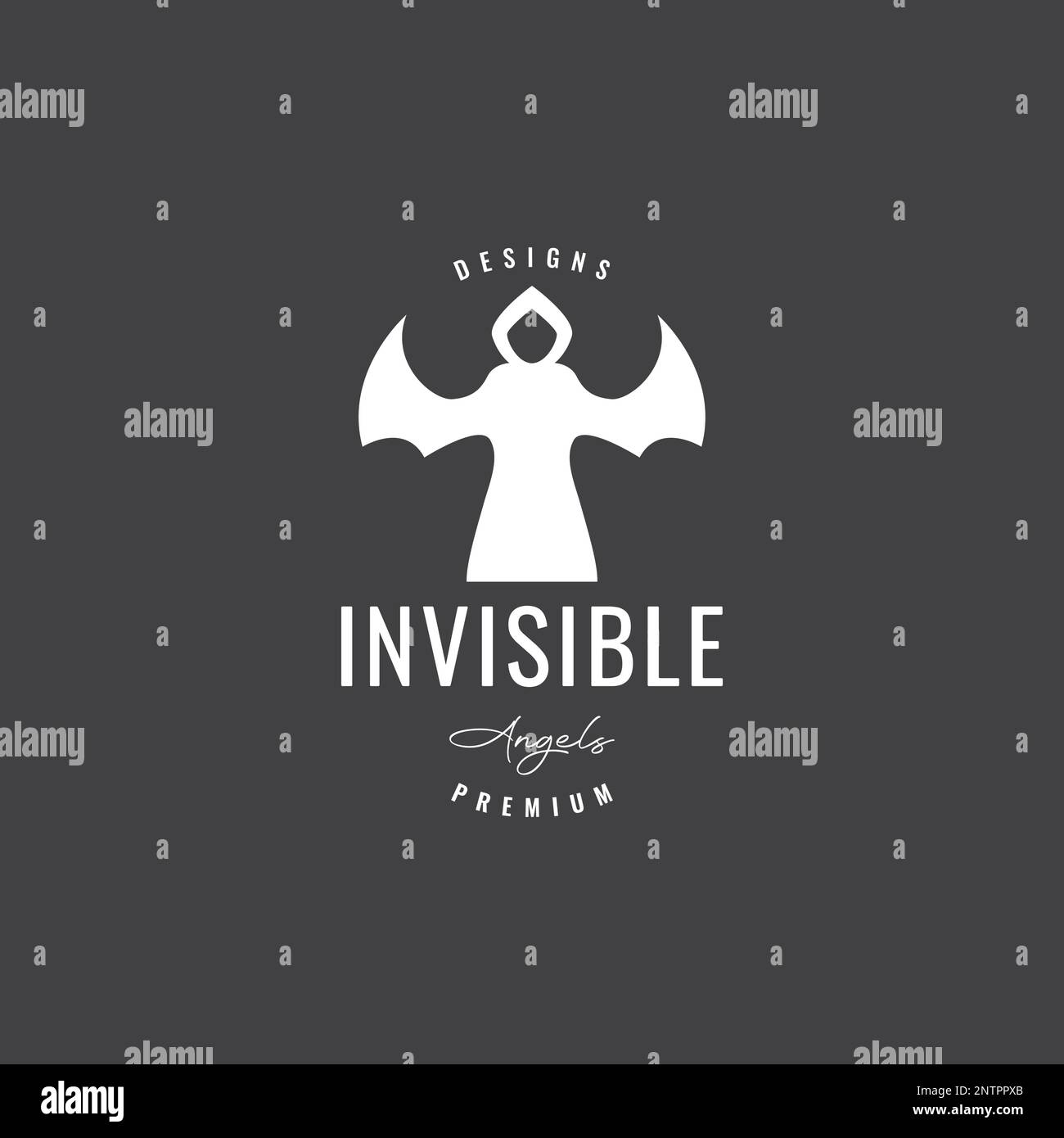 good angel invisible wings white vintage logo design vector icon ...