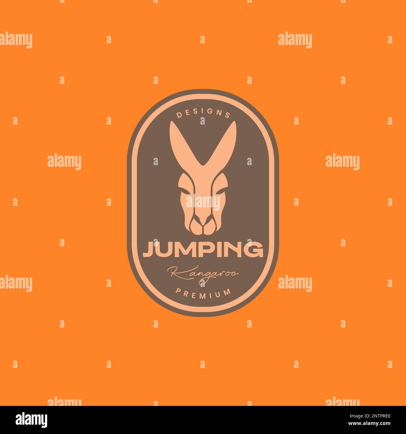 animal endemic australia head kangaroo long ears badge vintage logo ...