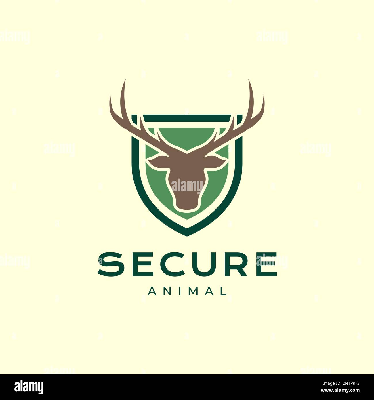 secure shield save animal forest horned deer logo design icon vector ...