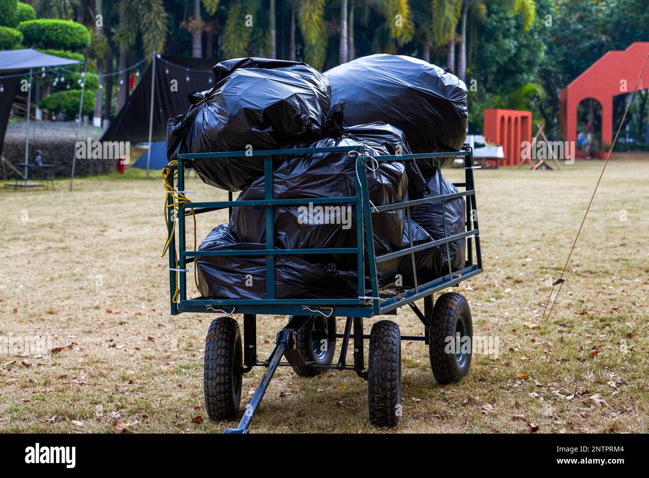 Mobile garbage centralized storage vehicle for outdoor camping Stock ...