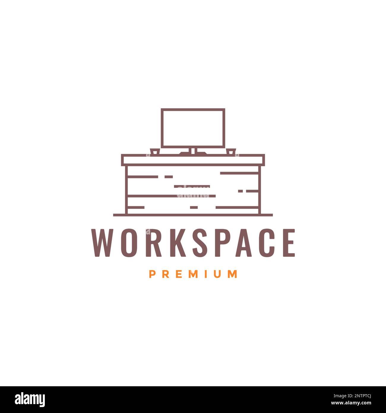 desk table workspace modern minimalist futuristic wood logo design ...