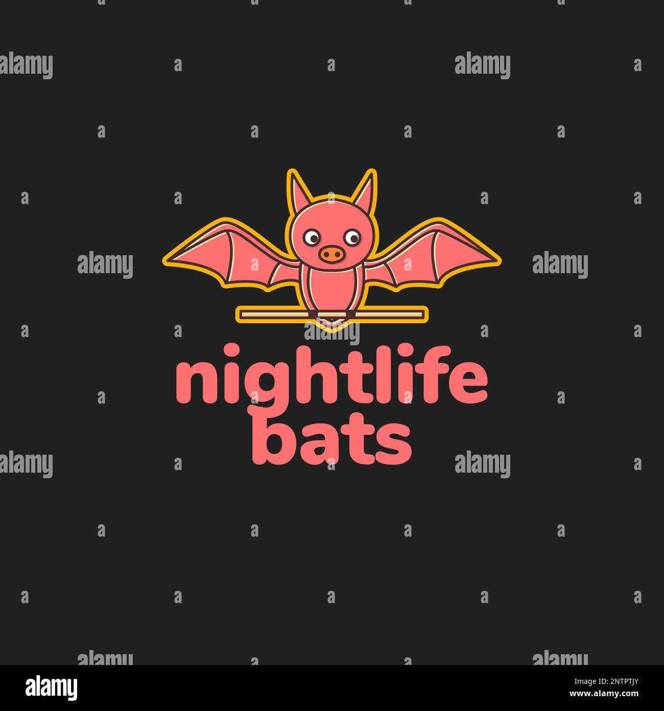 flying night bats cute mascot logo design vector icon illustration ...