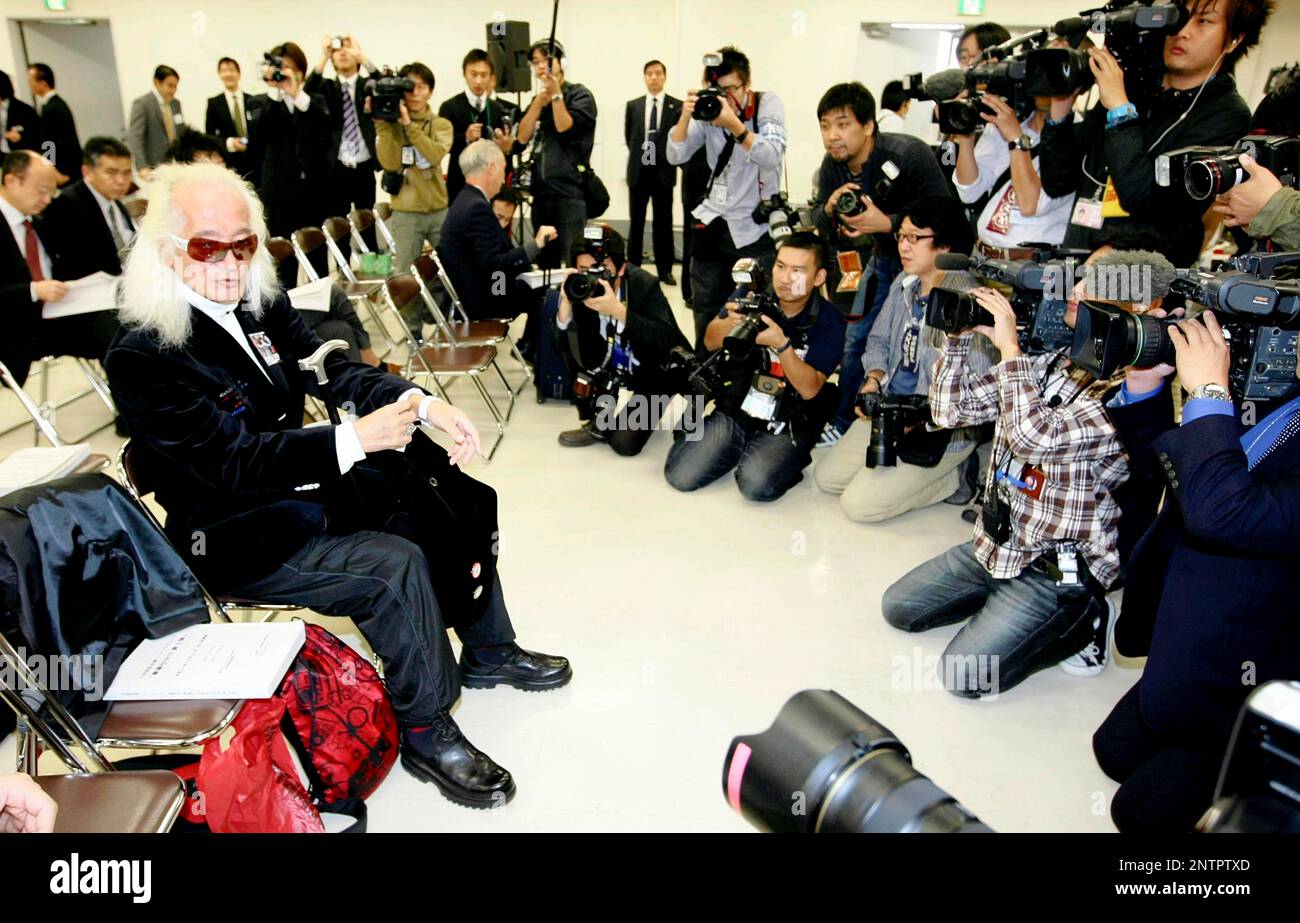 Yuya Uchida (L), Japanese legendary rock star and actor visits the ...