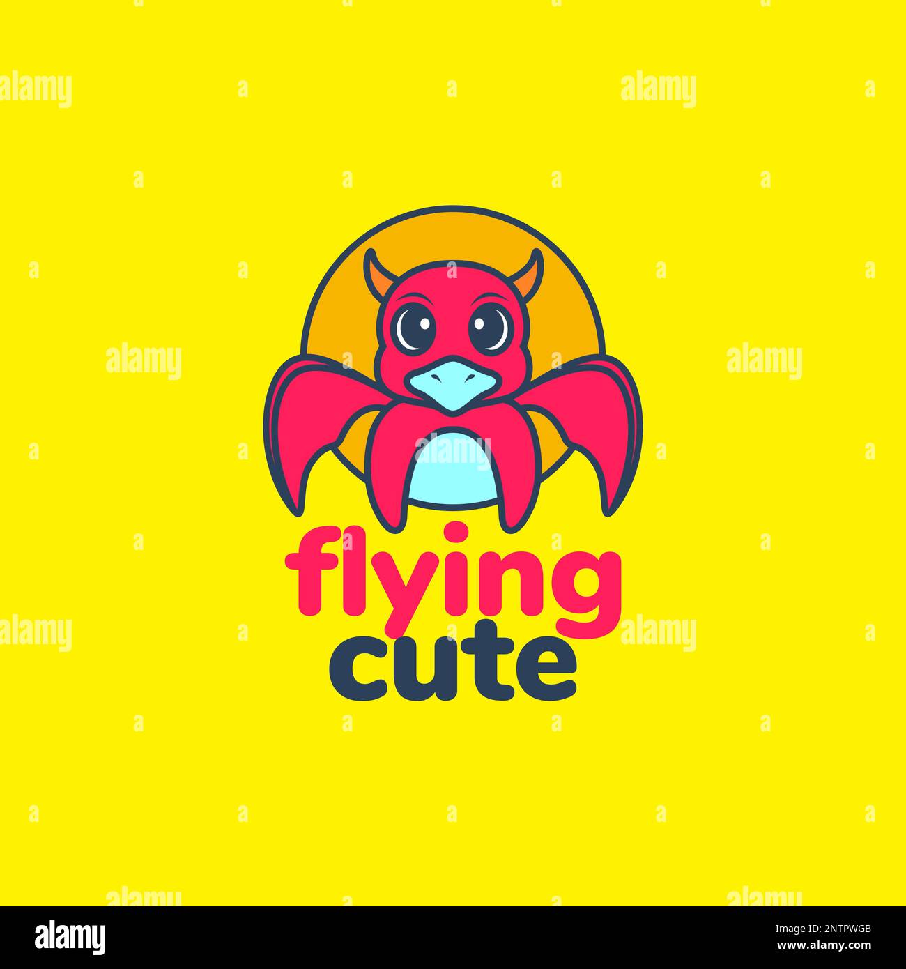 fairy tale flying animal cute cartoon mascot colorful bird horned wings ...