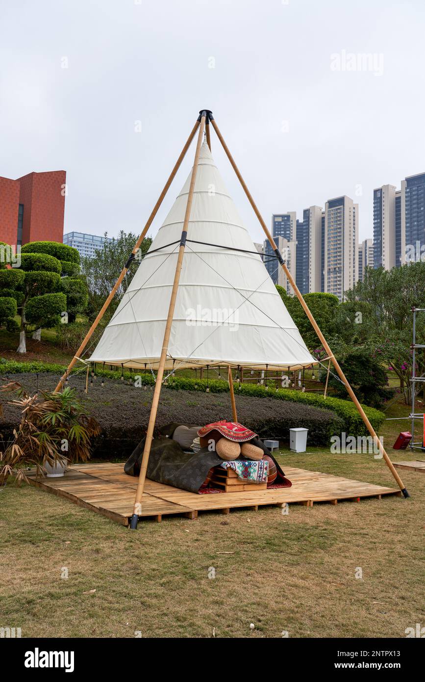 Various canopies for outdoor camping Stock Photo - Alamy