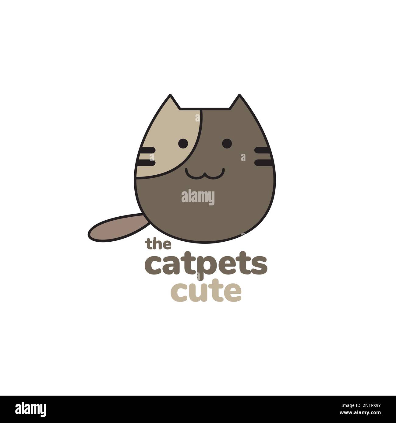 mascot cartoon cute fat cat pets brown smile logo design vector icon ...