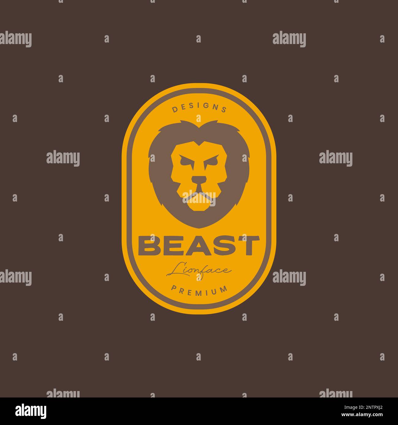 strong beast animal savanna lion mane carnivore vintage badge logo ...