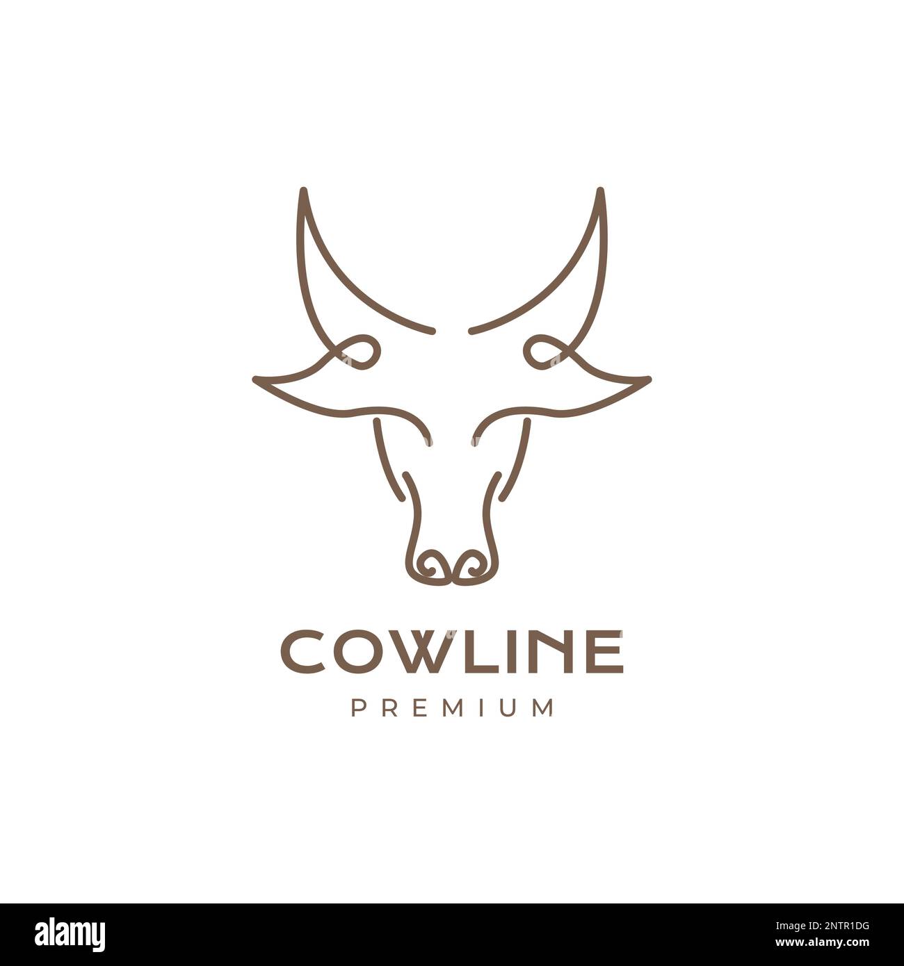 head cow skull livestock cattle animal meat horned lines art logo ...
