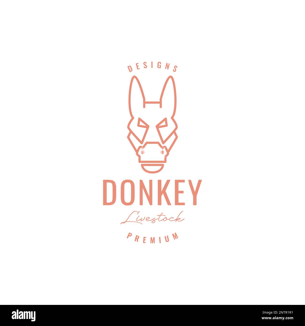 head donkey livestock lines art minimal hipster logo design vector icon ...