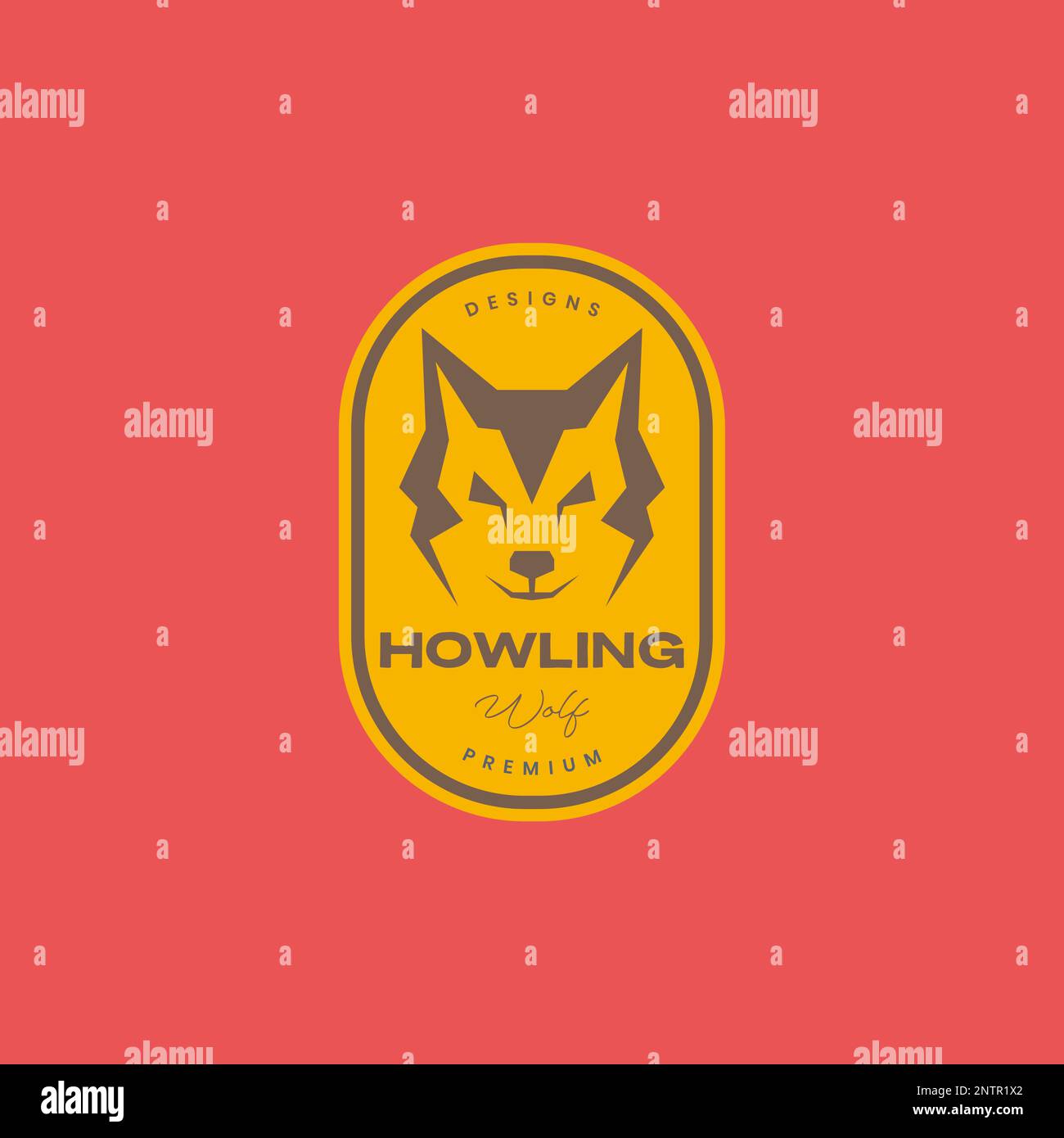 face smile animal forest wolf howl badge vintage logo design vector ...
