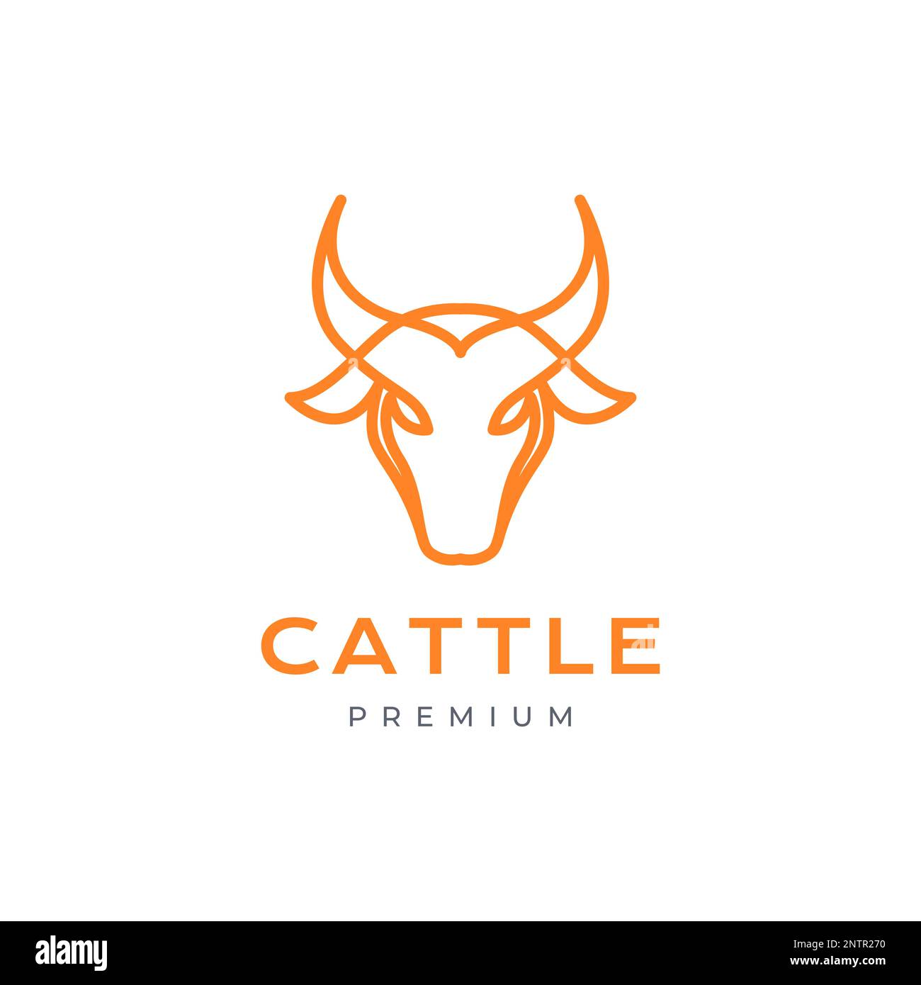 cattle livestock animal cow horned minimalist line logo design vector ...
