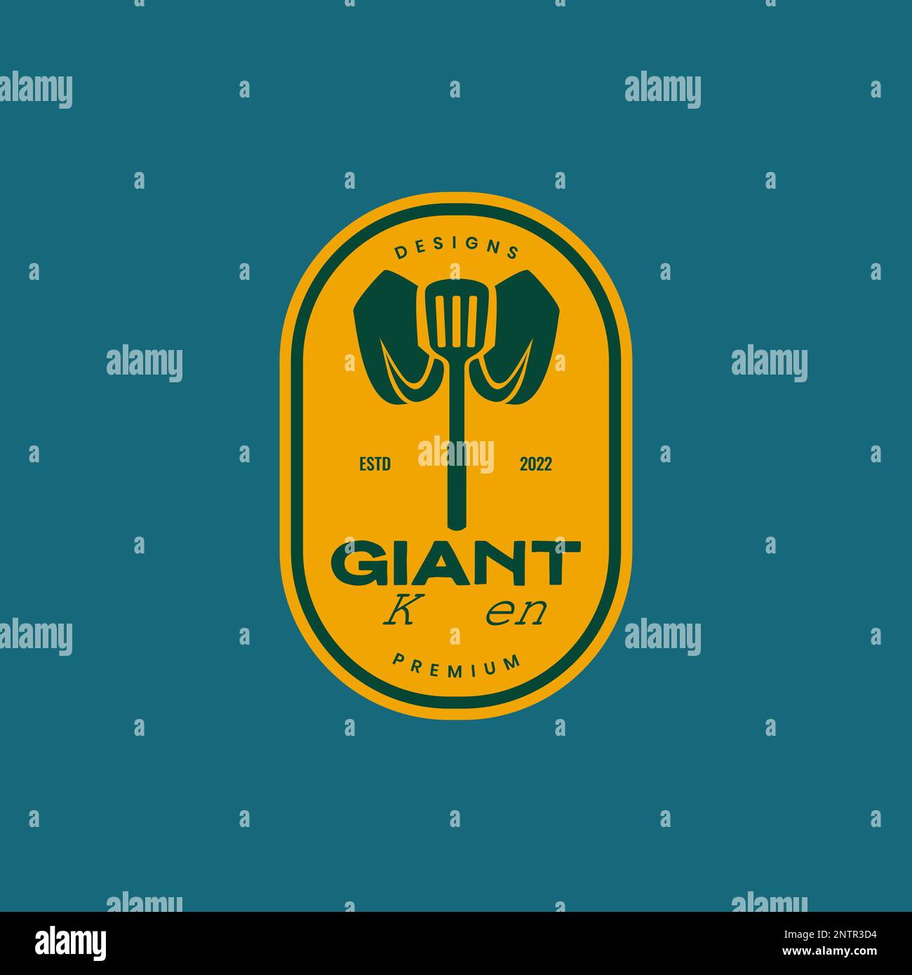 giant restaurant spatula cooking kitchen elephant badge vintage colored ...