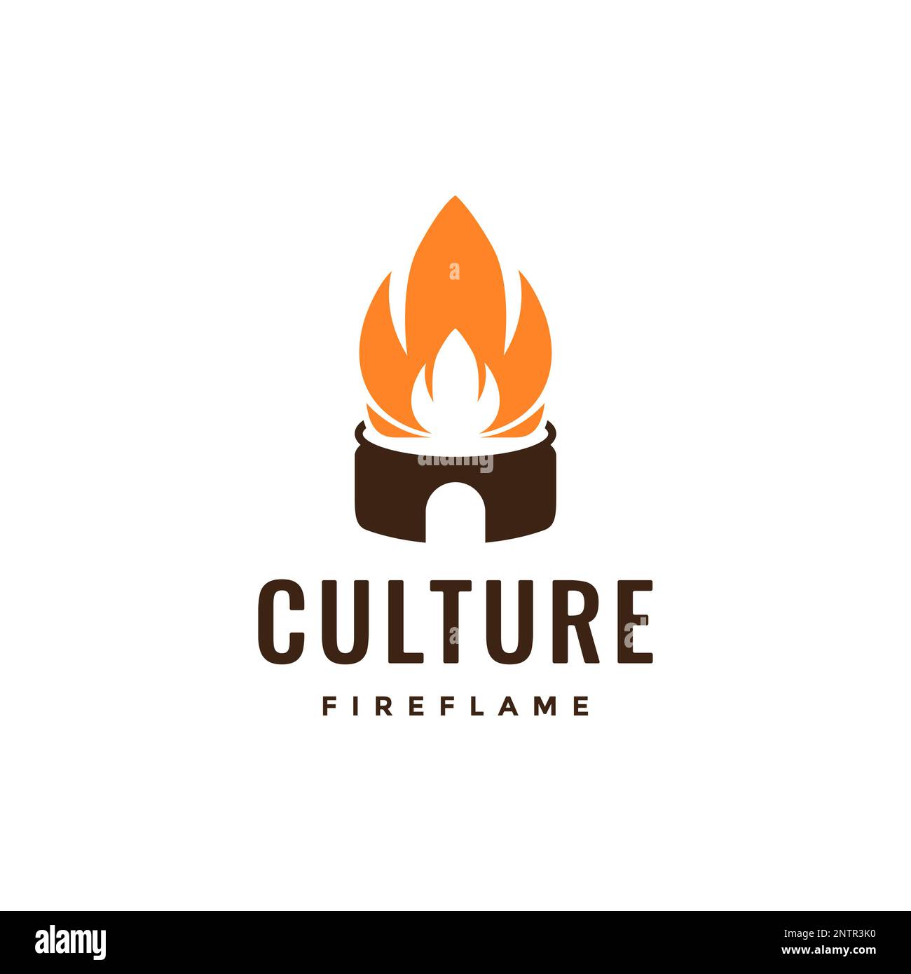 traditional stove fire flame cooking camp modern logo design vector ...
