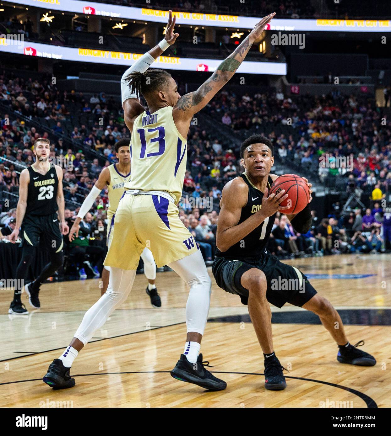 Mar 15, 2019 Las Vegas, NV, U.S.A. Colorado guard Tyler Bey (1) battle ...