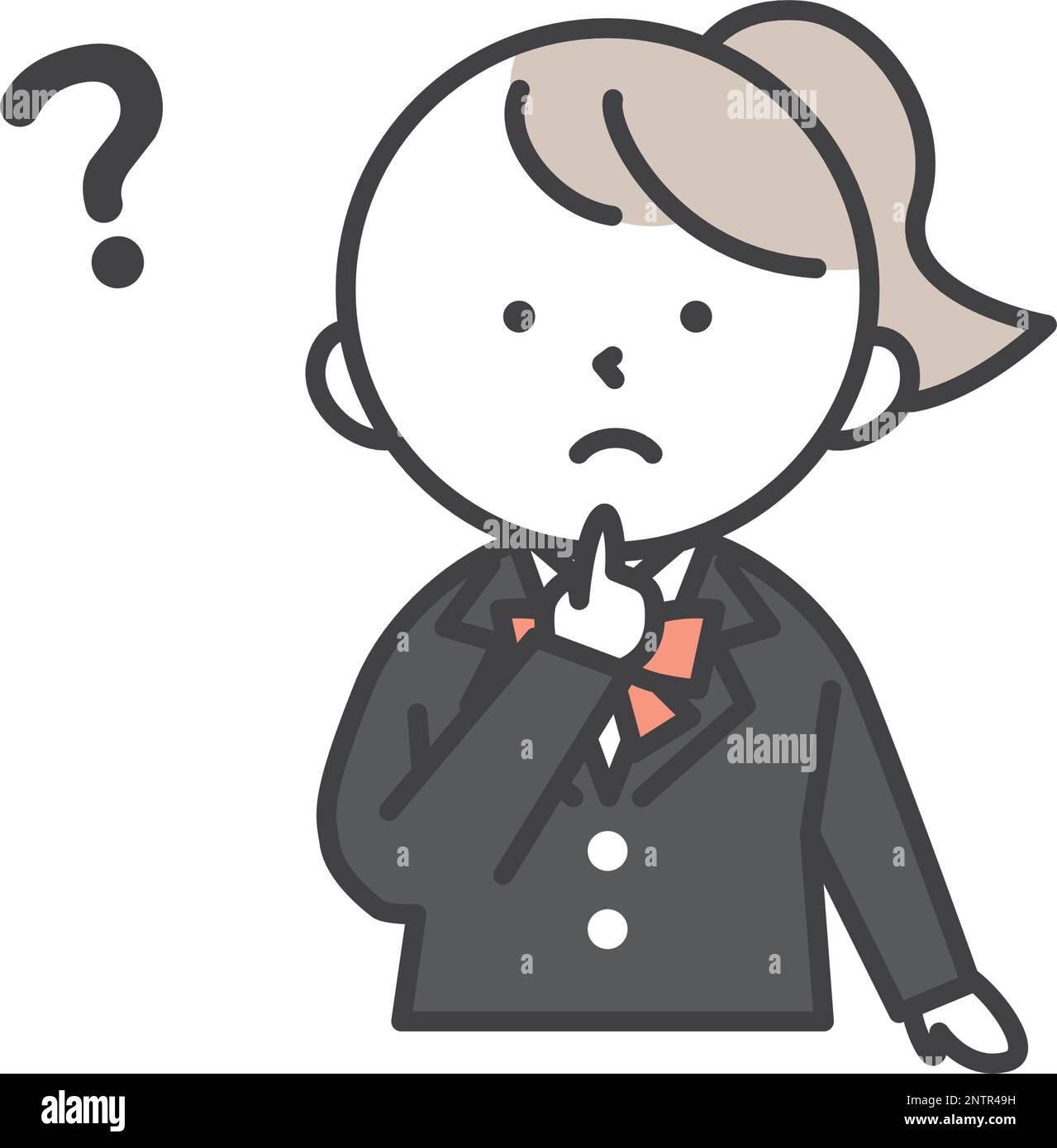 A female student with a questioning expression looking at the question ...