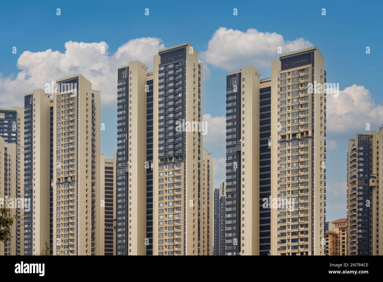 Close-up of modern high-rise residential buildings in the city Stock ...