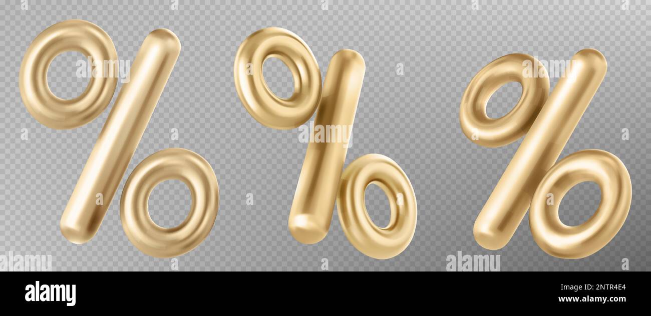 3d gold chrome percent symbol for black friday sale background. Vector ...