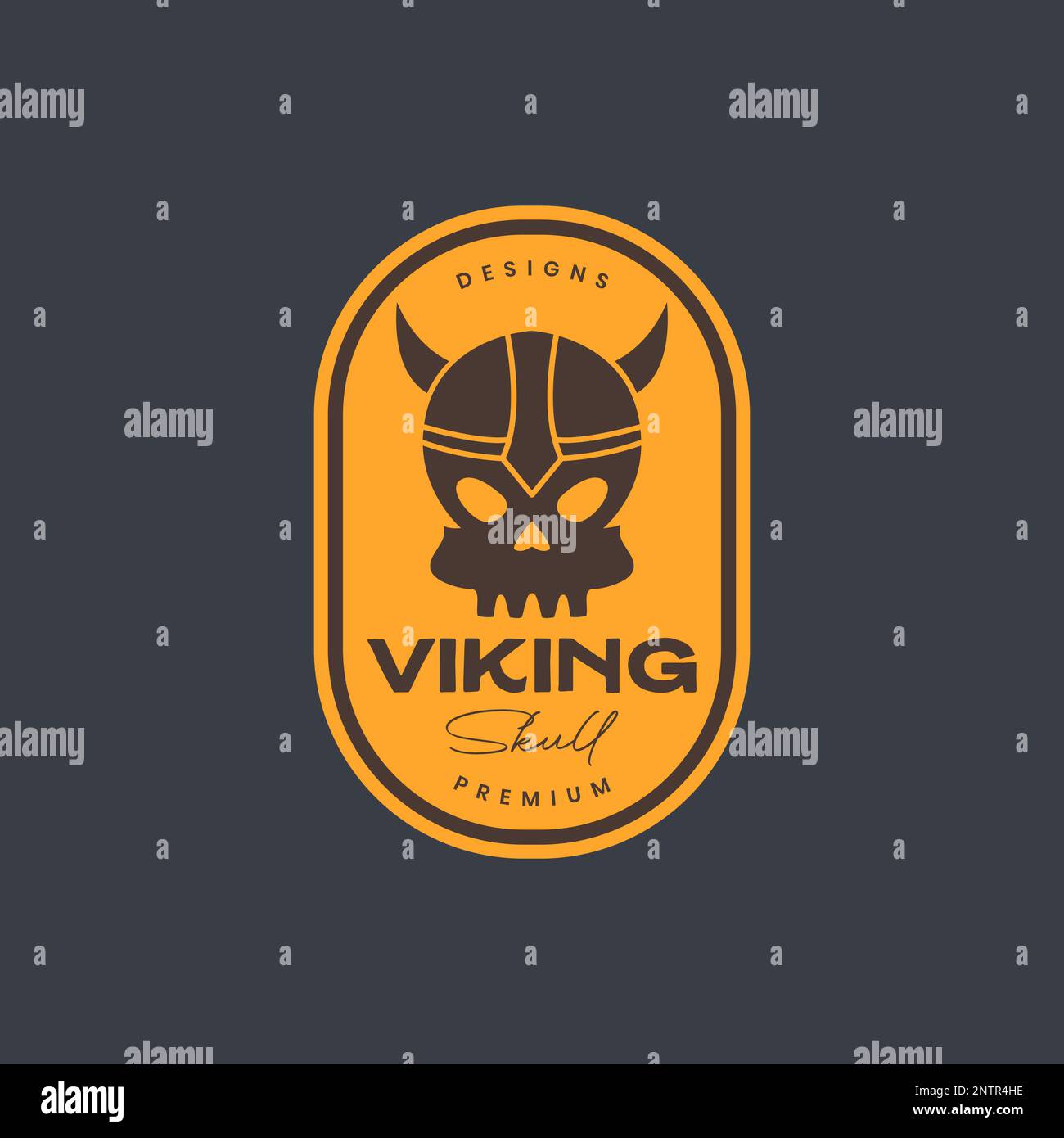 skull helmet warrior viking nordic fairy tale vintage badge logo design ...