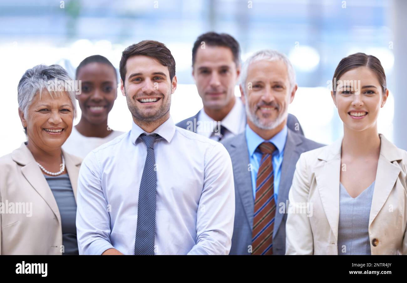 Teams happy company workers hi-res stock photography and images - Alamy