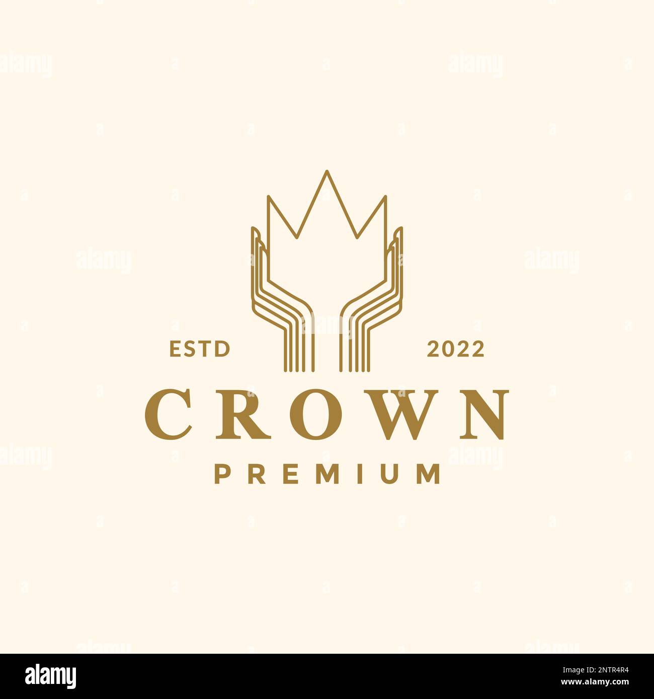 hand hope crown win king luxury champion minimalist logo design vector ...