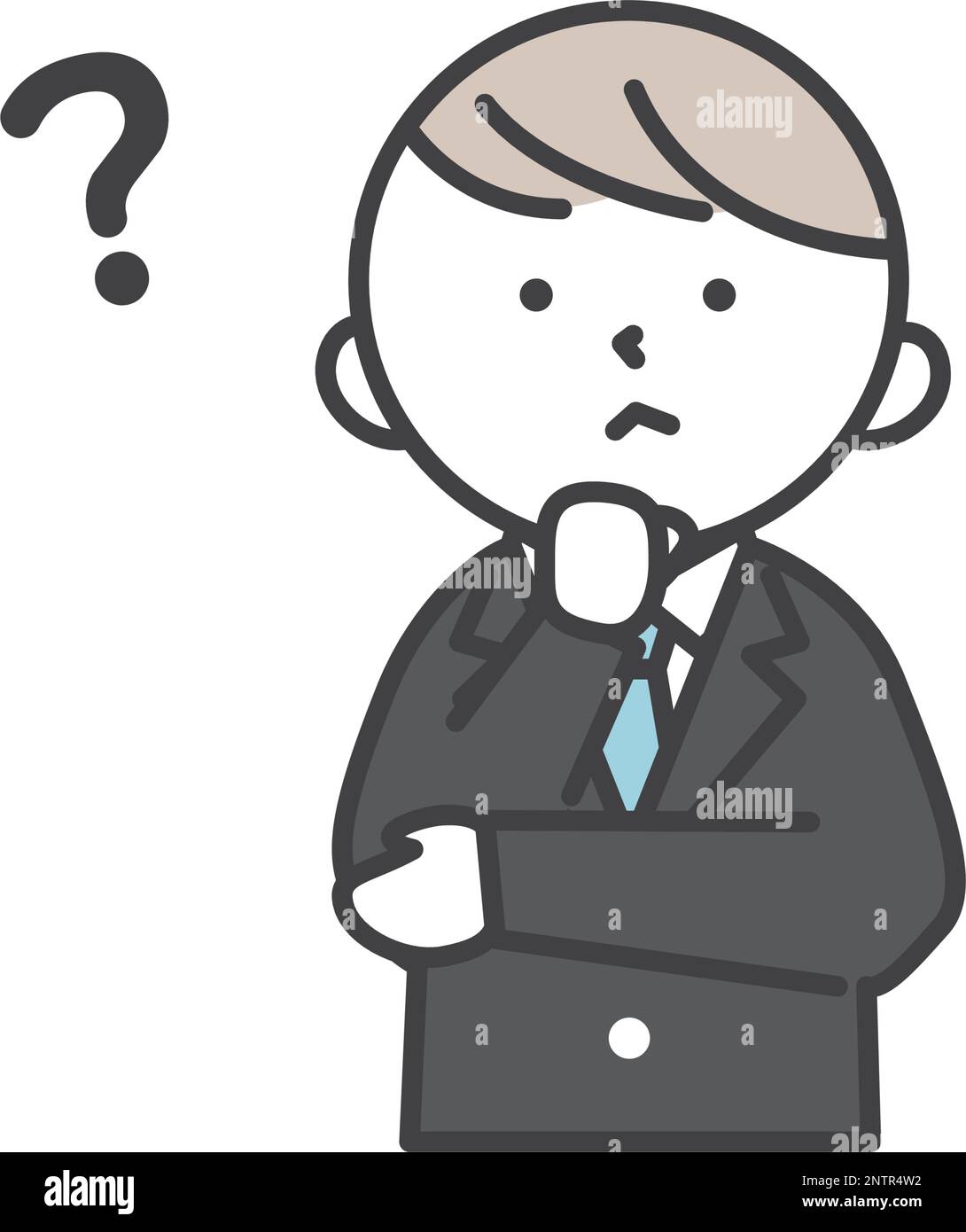A male student with a question mark on his head and a questioning ...