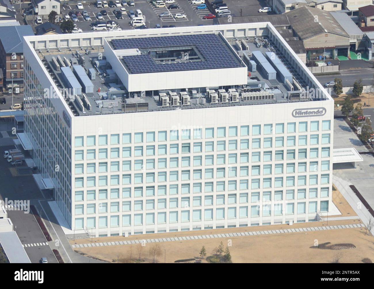 An aerial photo shows the Headquarters Building of Nintendo Co., a ...