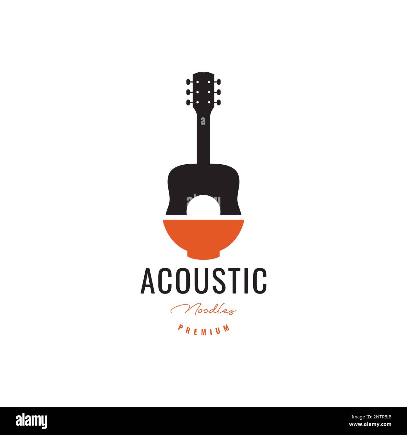 acoustic guitar music restaurant noodle bowl logo design vector icon ...
