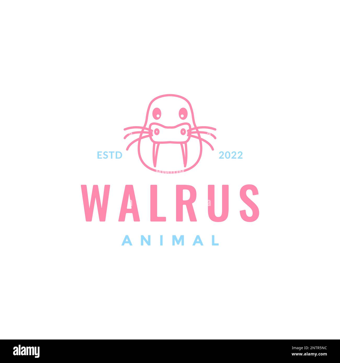 walrus animal sea ocean water cute line logo design vector icon ...