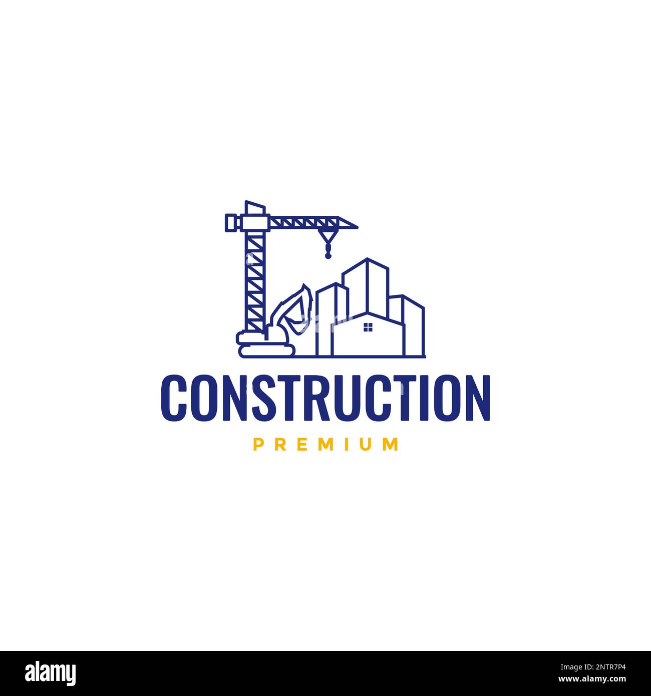 construction heavy equipment crane excavator building line art minimal ...