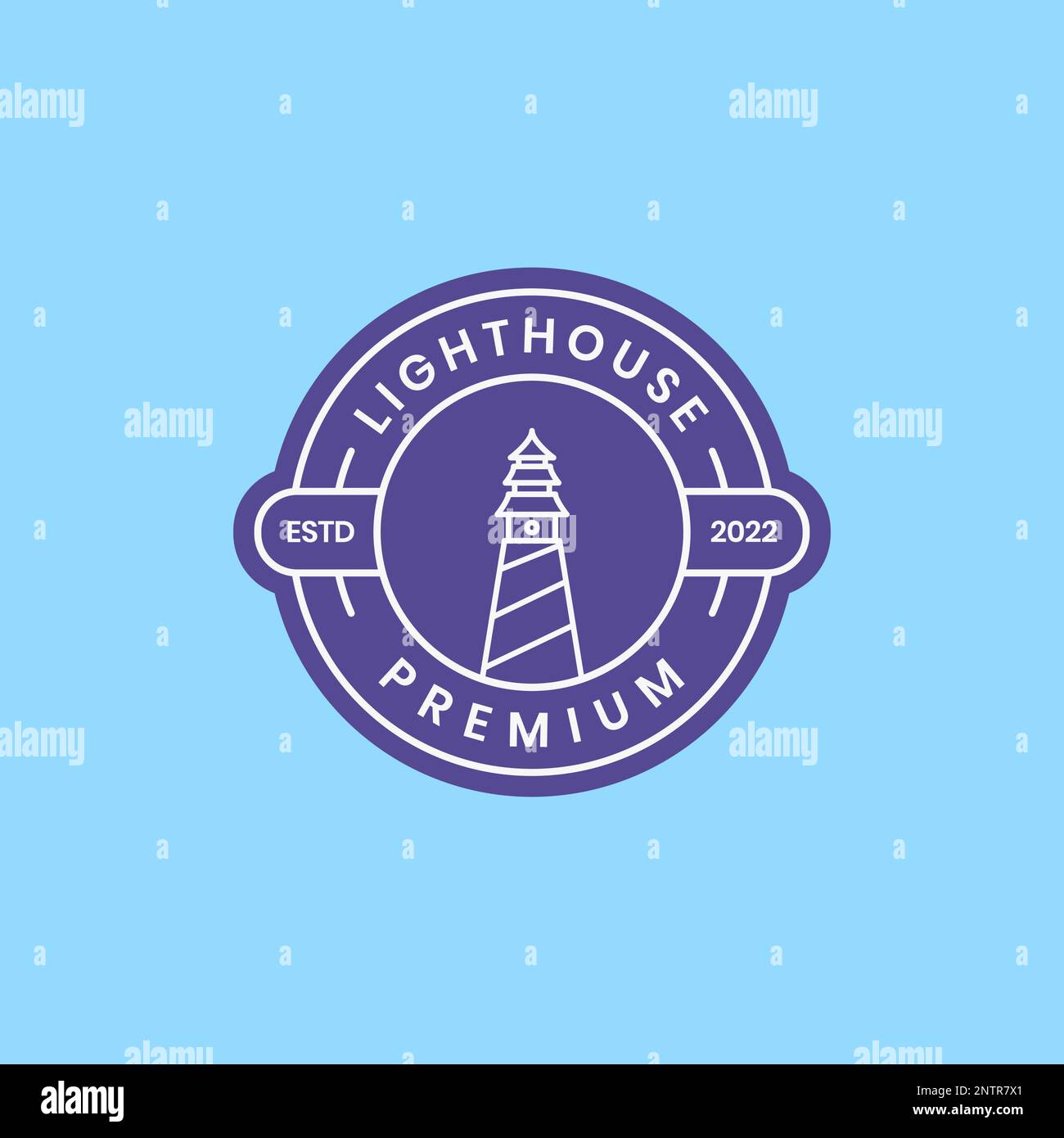 coast sea lighthouse building minimal badge circle vintage logo design ...