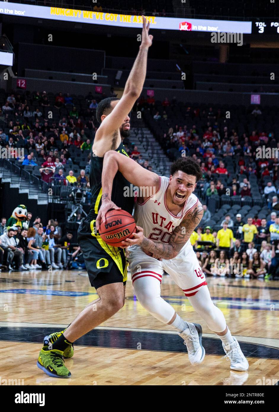Mar 14, 2019 Las Vegas, NV, U.S.A. Utah forward Timmy Allen (20) drives ...